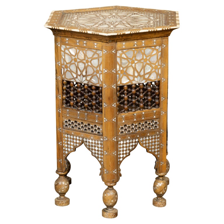 Moroccan Moorish Style 1920s Table with Hexagonal Top and Mother of ...
