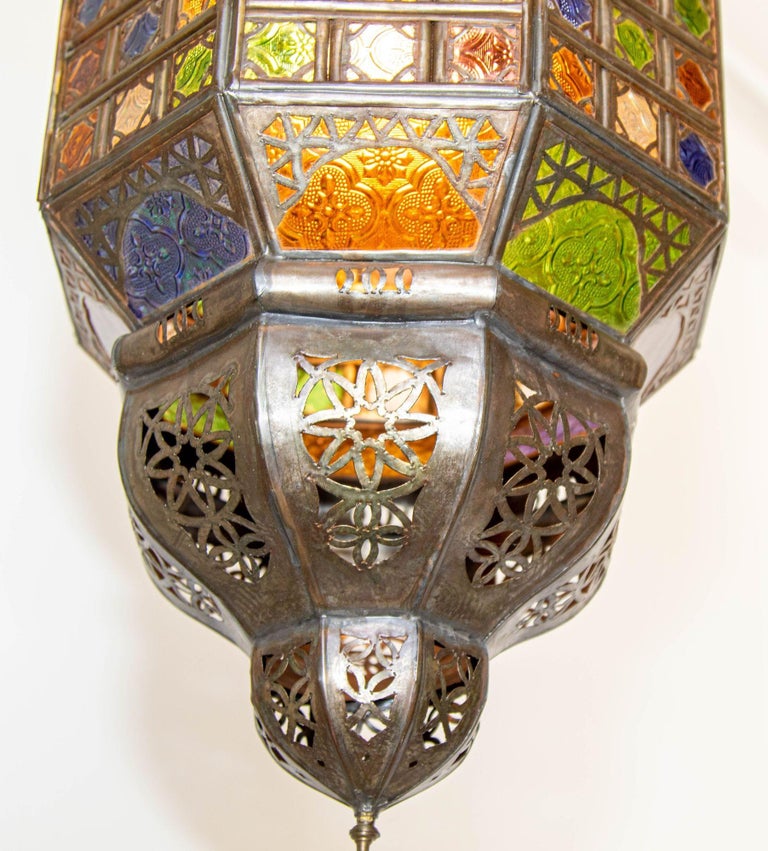 Moroccan Mosaic Moorish Light Fixture With Multicolor Glass For Sale At