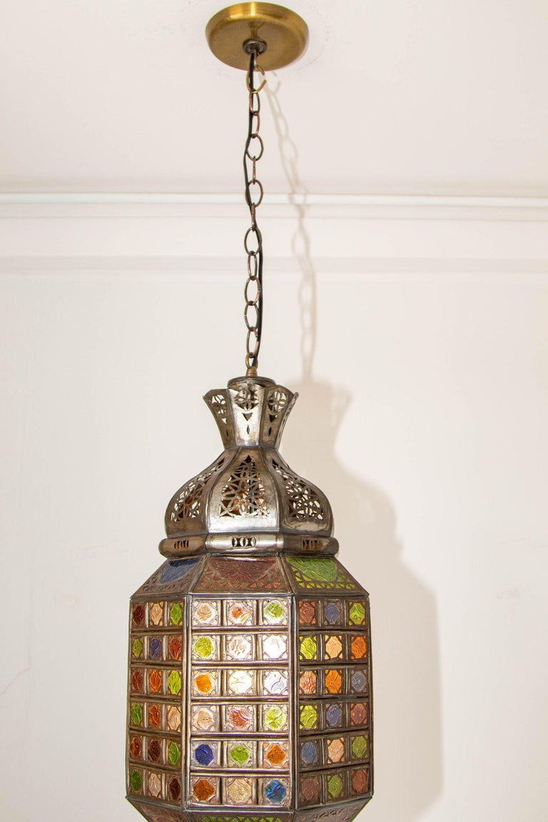 Moroccan Mosaic Moorish Light Fixture With Multicolor Glass For Sale At