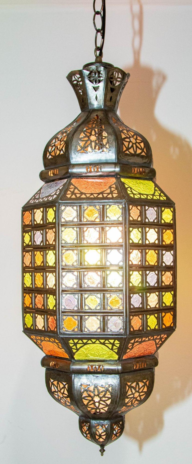 Moroccan Mosaic Moorish Light Fixture With Multicolor Glass For Sale At