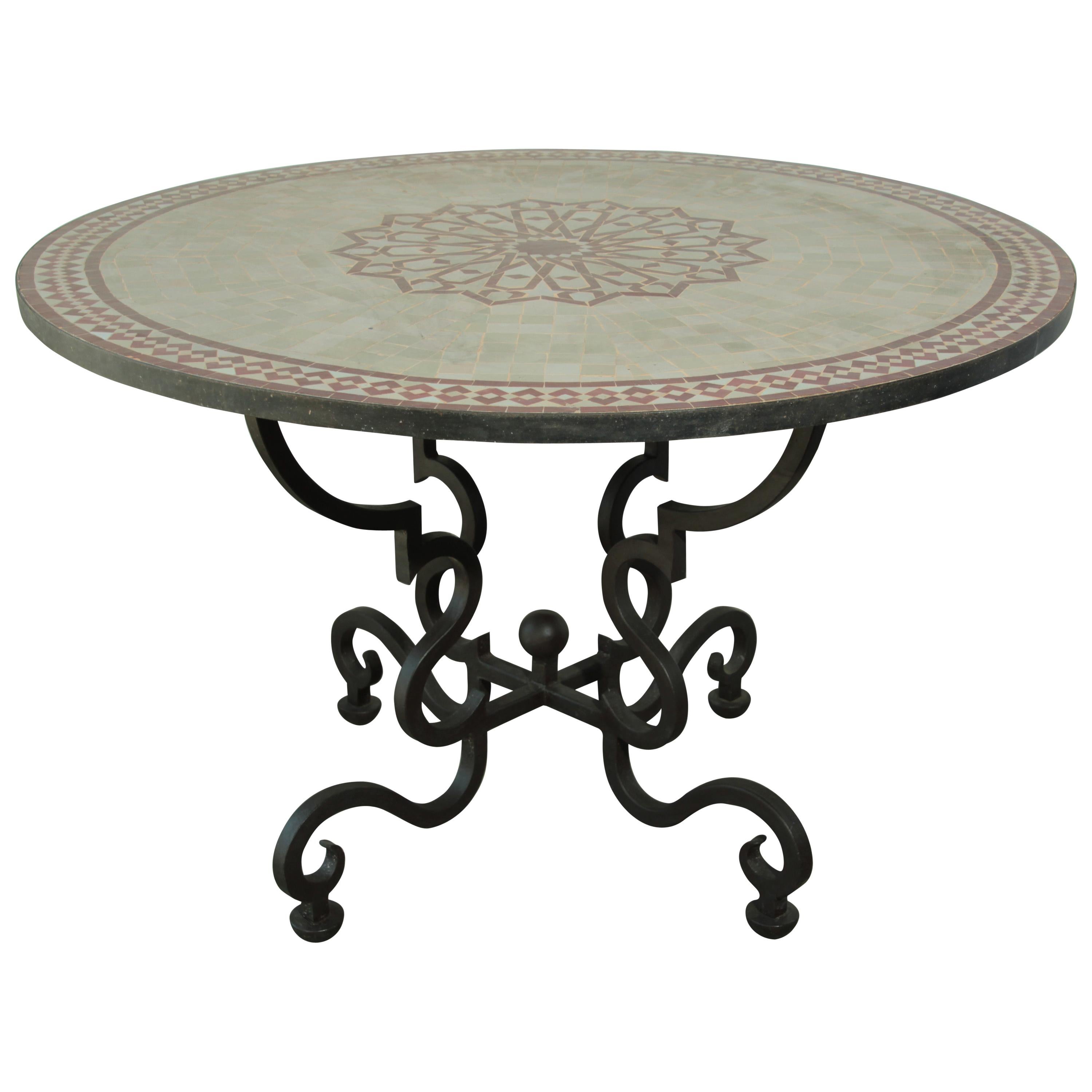 Moroccan Mosaic Outdoor Tile Table in Fez Moorish Design at 1stDibs