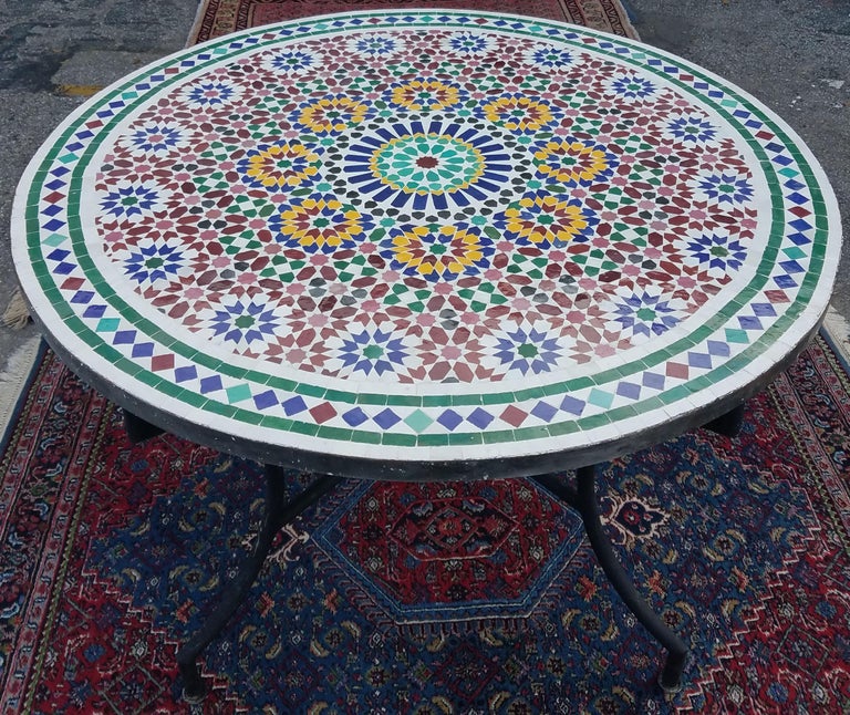 Moroccan Mosaic Table, Multi-Color Beldia Zina at 1stDibs