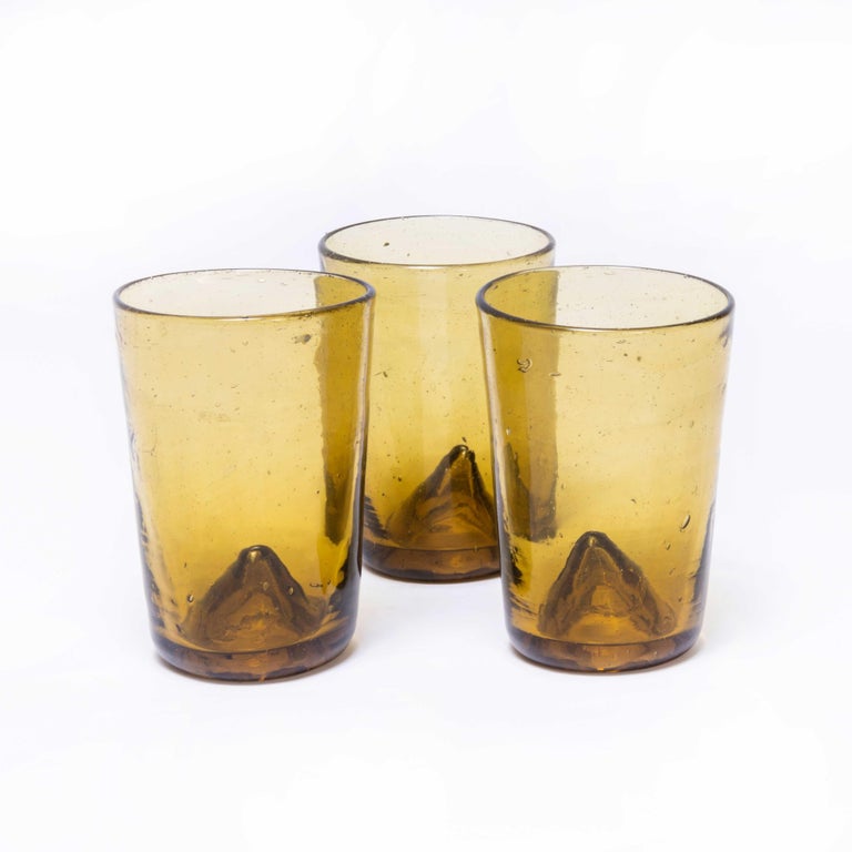 Moroccan Mouth Blown Ochre Fine Tumbler For Sale at 1stDibs