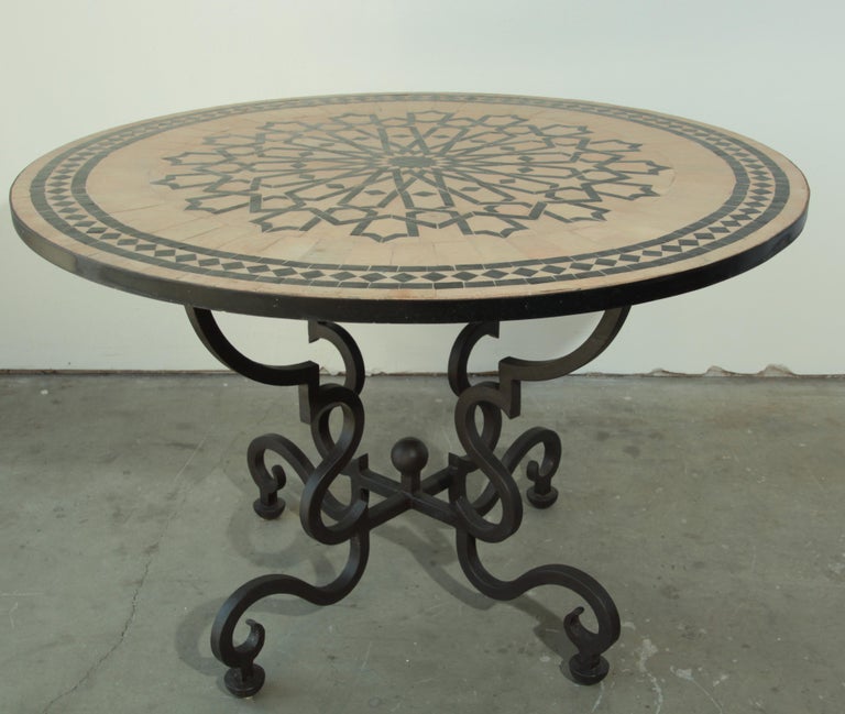 Moroccan Outdoor Table in Mosaic Fez Moorish Design at 1stDibs