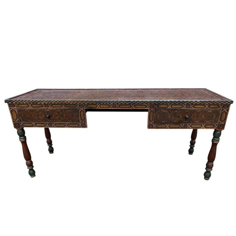Moroccan Painted Wood Desk at 1stDibs