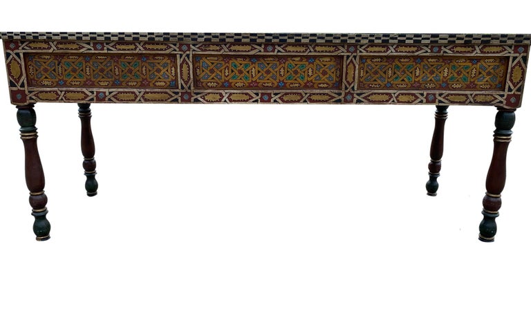 Moroccan Painted Wood Desk at 1stDibs