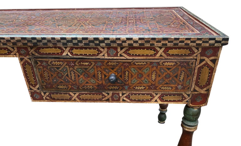 Moroccan Painted Wood Desk at 1stDibs