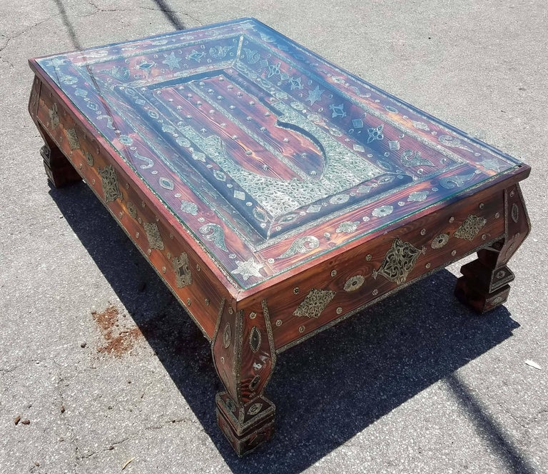 Moroccan Rectangular Metal Inlaid Coffee Table at 1stDibs | moroccan ...