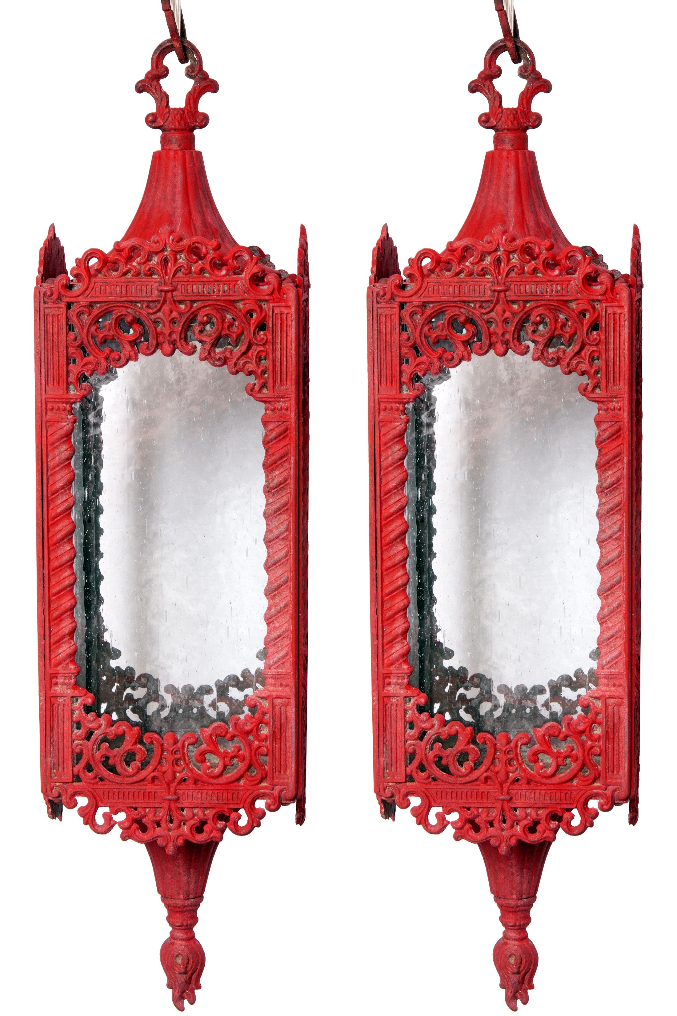 Moroccan Metal Lantern with Multicolor Glass For Sale at 1stDibs