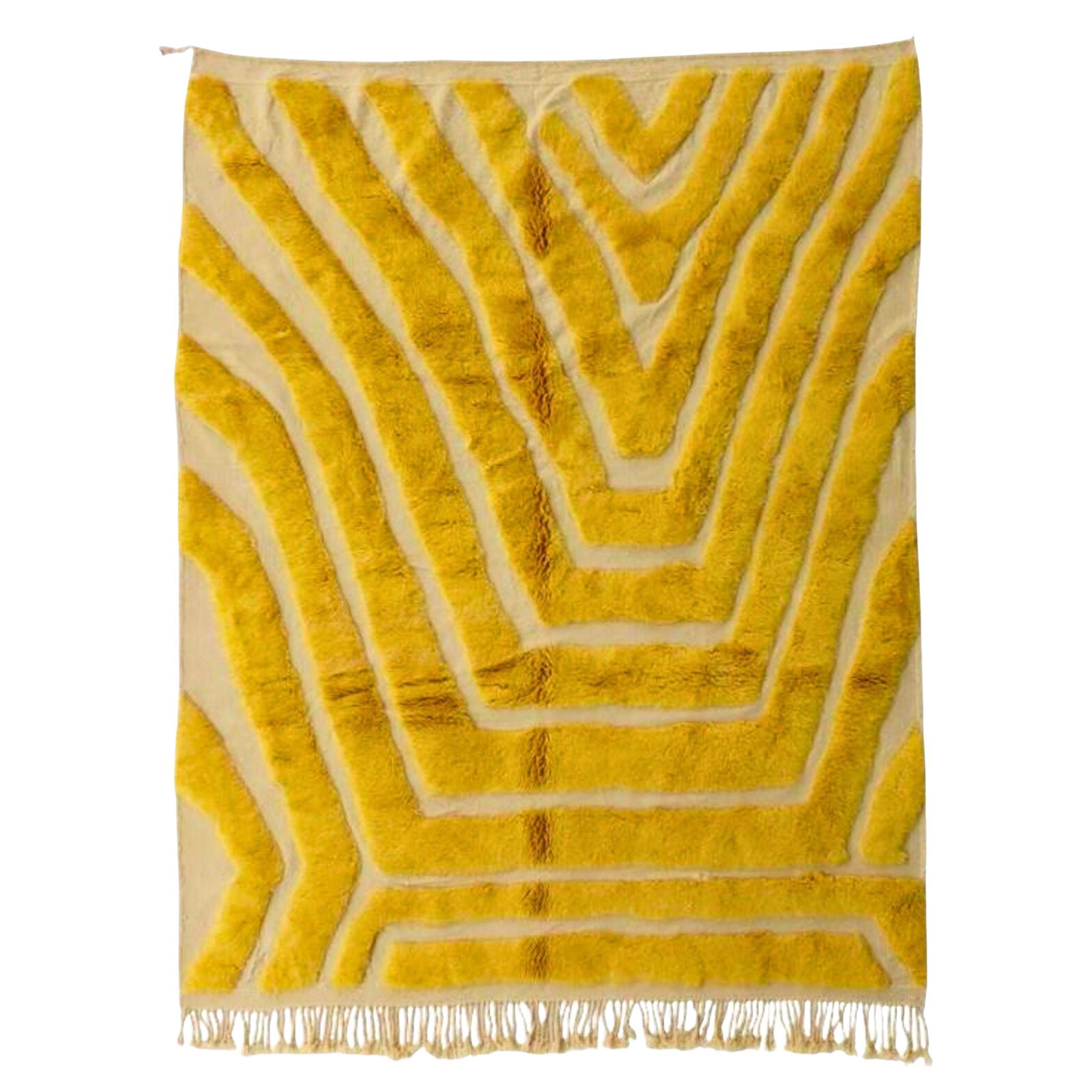 Moroccan Shag Rug 8x10 FT Atlas Echo, Immaculate Creme Long Pile Rug ...