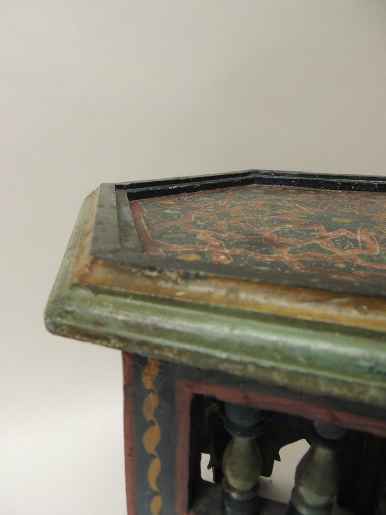 Moroccan Rustic Artisanal Vintage Hand-Painted Low Side Table at 1stDibs