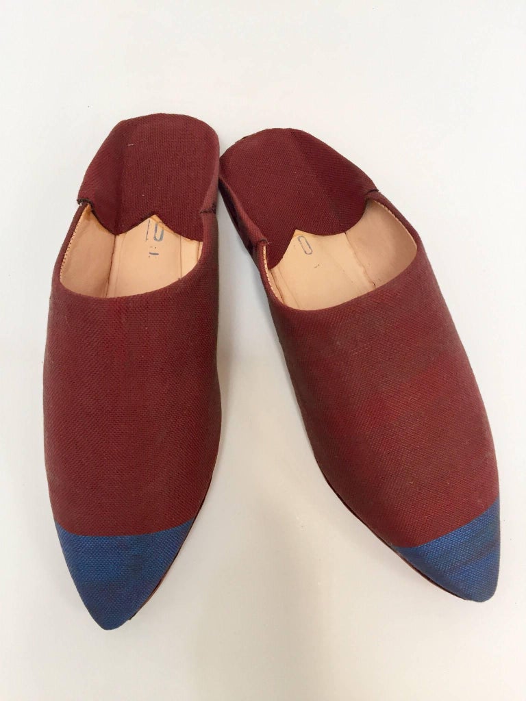 Moroccan Silk Slippers Burgundy For Sale at 1stDibs