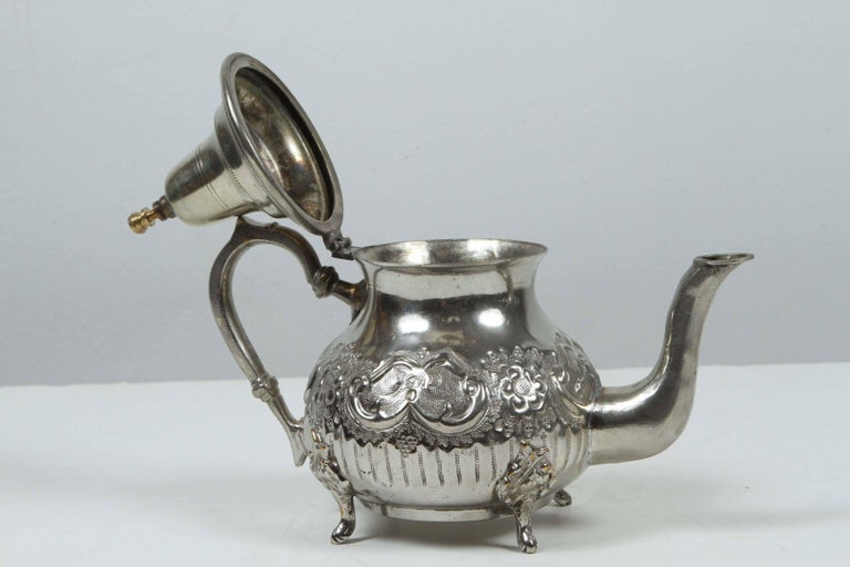 Moroccan Metal Silver Plated Tea Pot For Sale at 1stDibs | moroccan ...