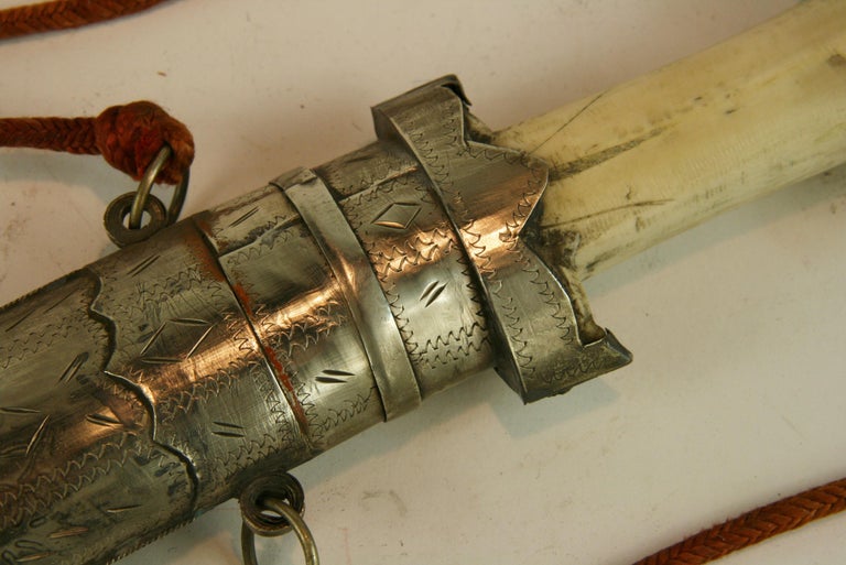 Moroccan Stone Encrusted Silver and Bone Dagger For Sale at 1stDibs