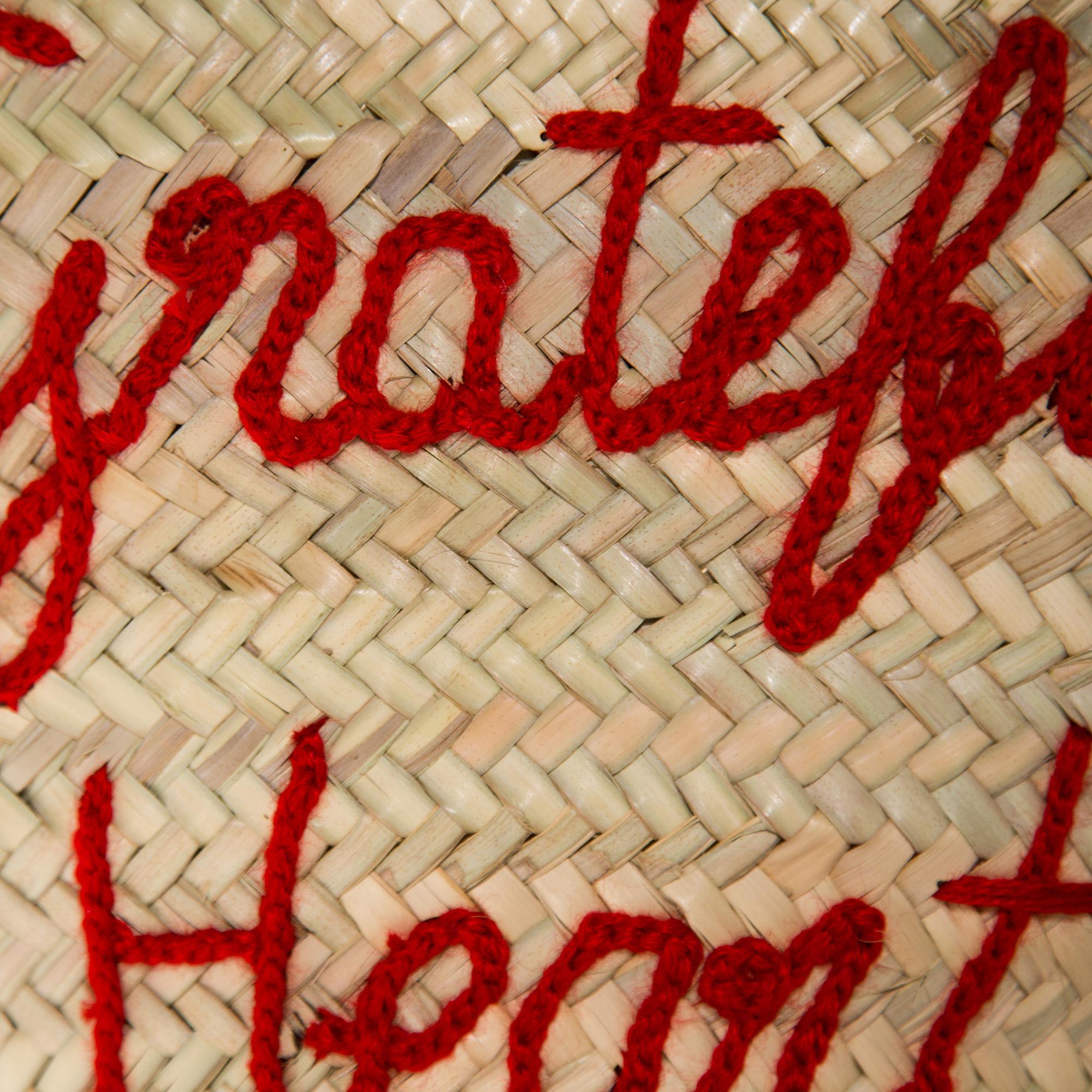 Moroccan Straw "Grateful Heart" Tote Bag For Sale at 1stDibs