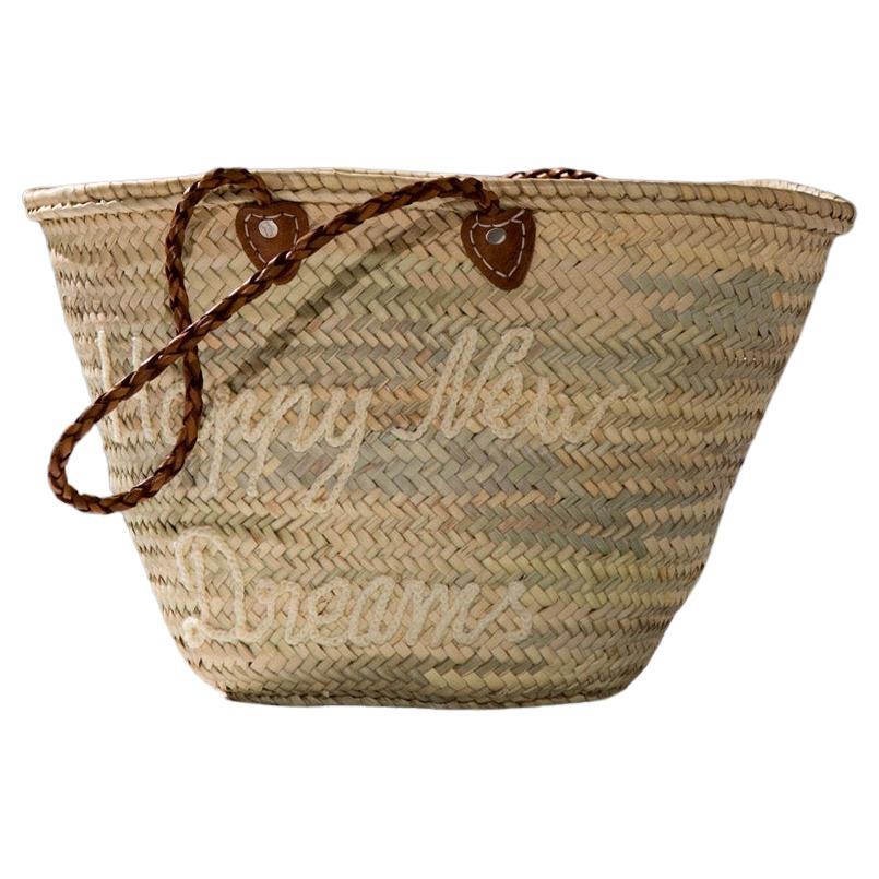 Moroccan Straw "Grateful Heart" Tote Bag For Sale at 1stDibs