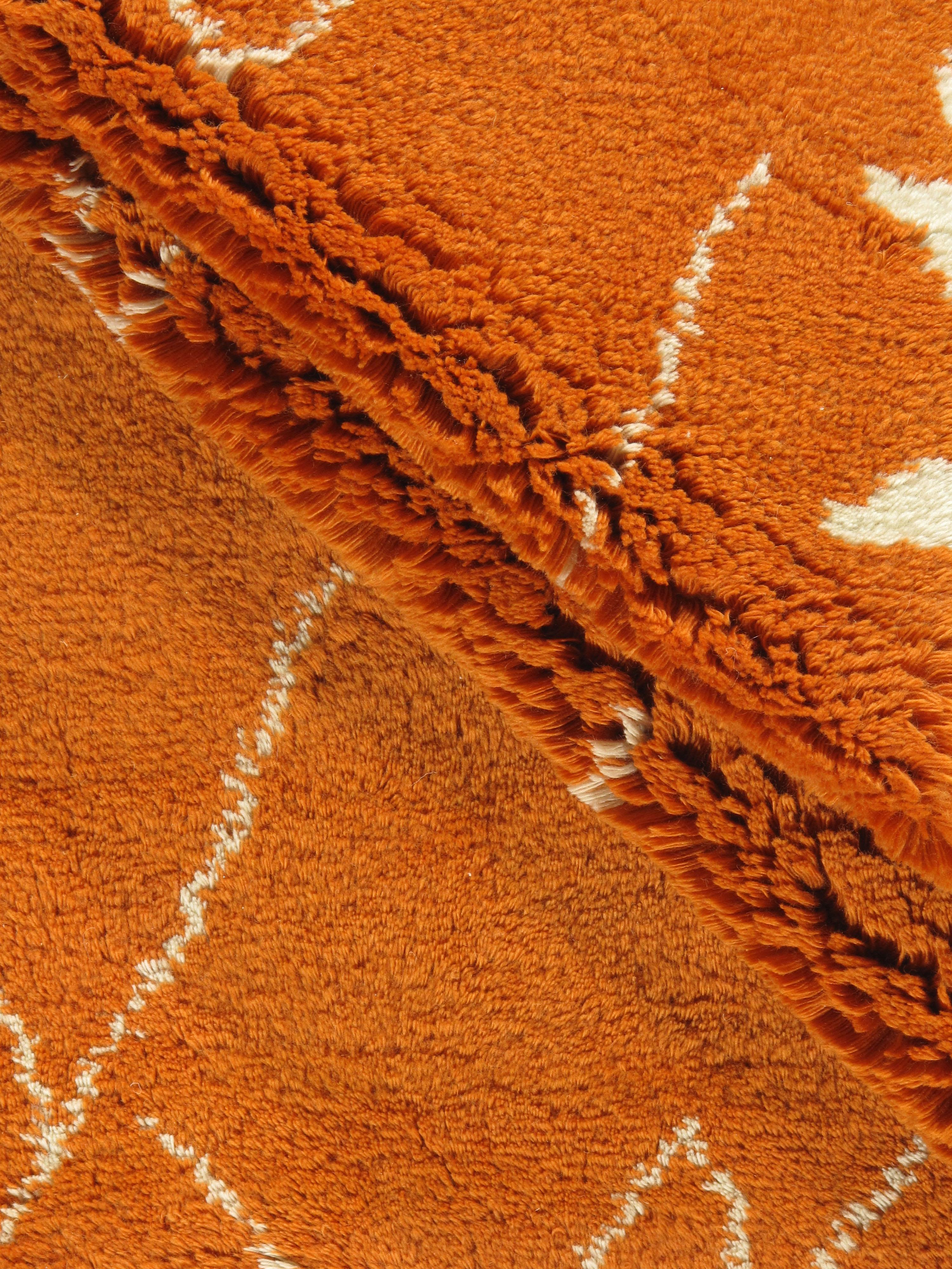 Moroccan Style Fluffy Collection Orange Rug 10-' x 12'8 For Sale at 1stDibs