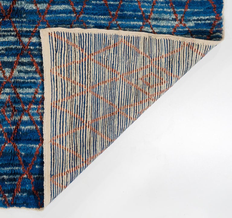 Moroccan Style Wool Carpet in Indigo Blue Color, Custom Options ...