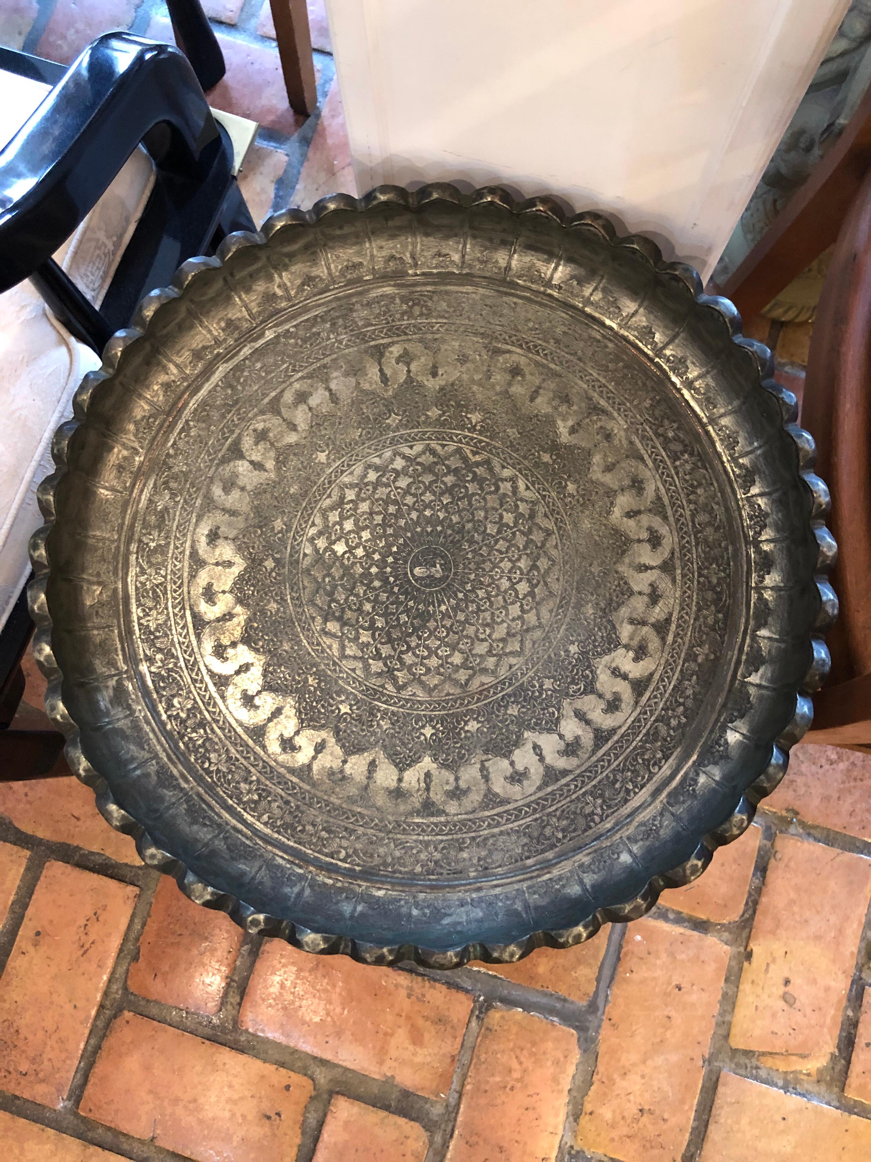 Moroccan Tray Table with Bone Inlay at 1stDibs