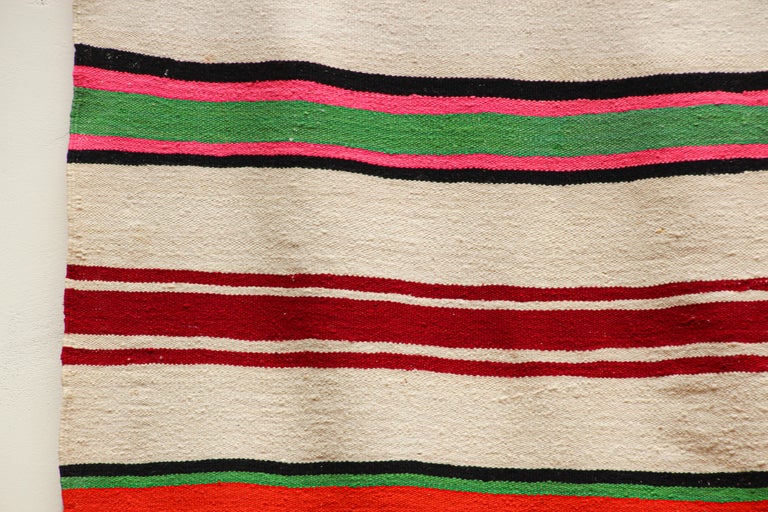 Moroccan Vintage Flat-Weave Rug, Ethnic Textile Handira For Sale at 1stDibs