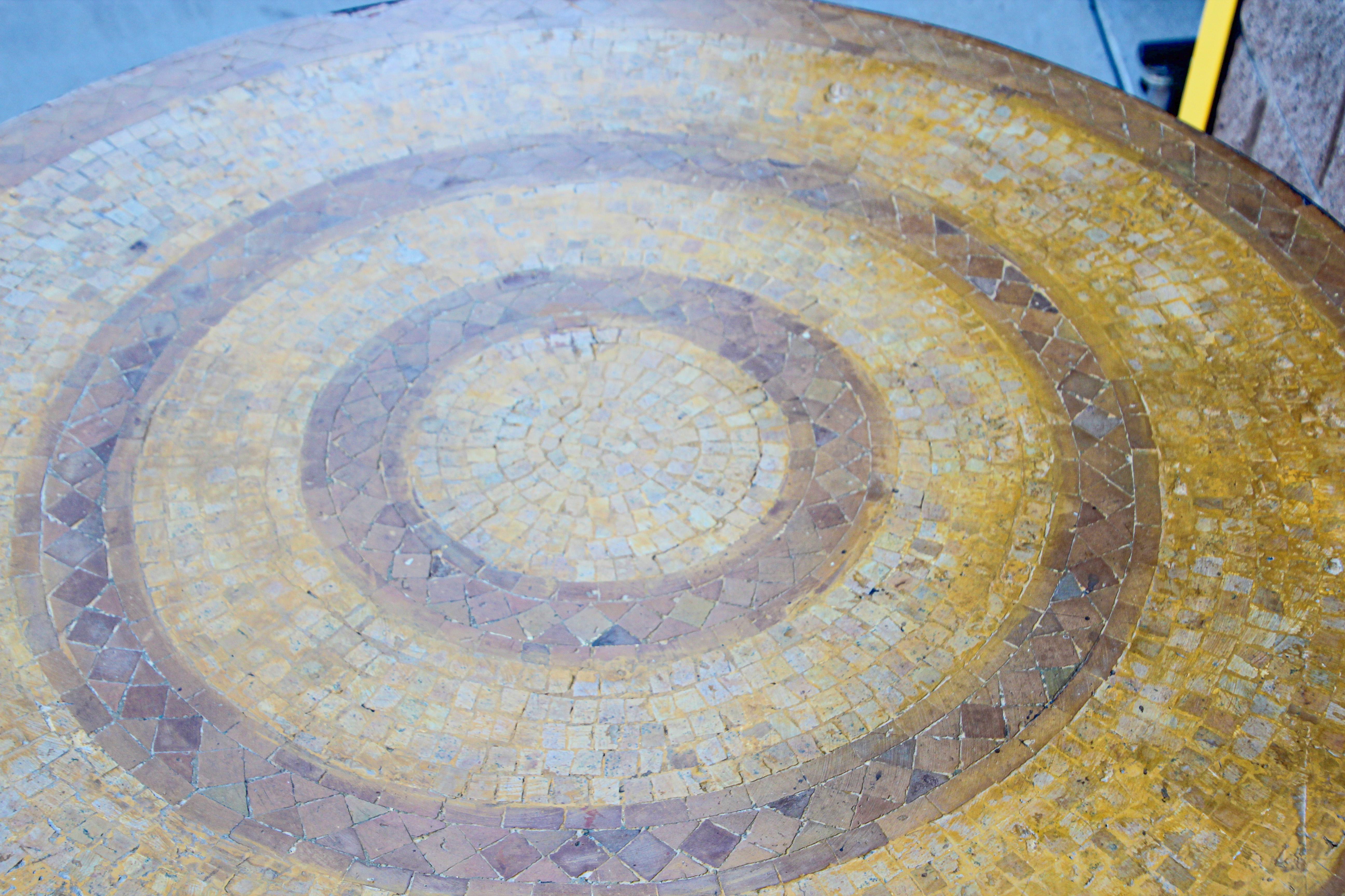 Moroccan Vintage Mosaic Stone Inlaid Table Indoor or Outdoor For Sale ...