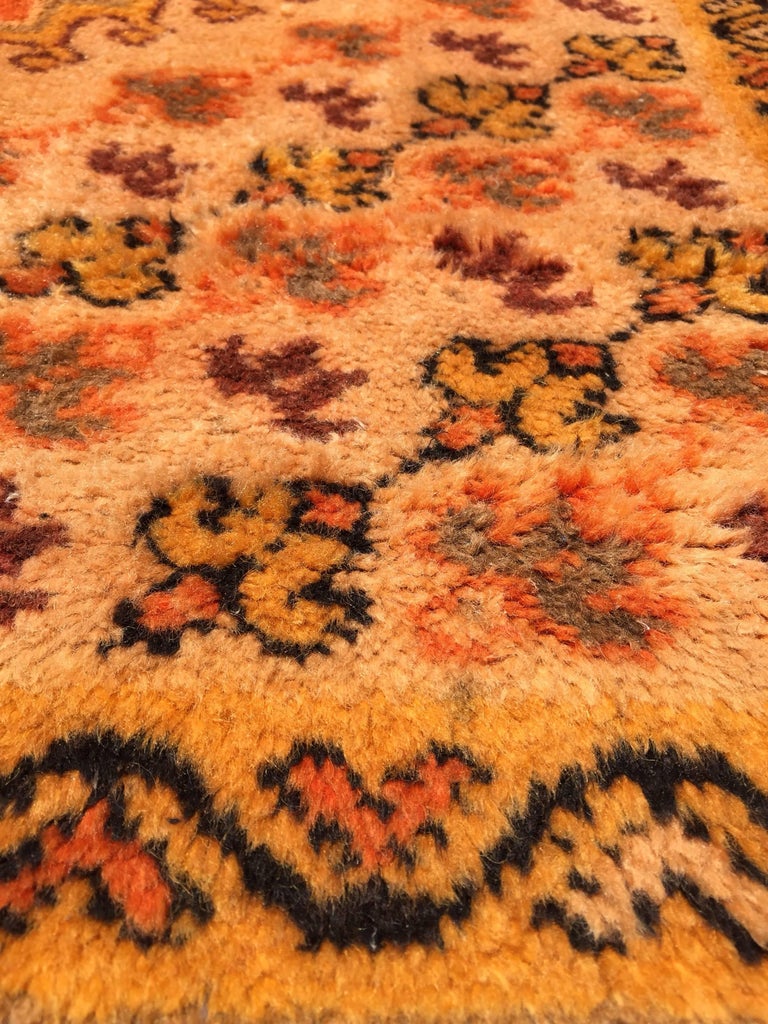 Moroccan Vintage Orange Color Tribal African Pile Rug For Sale at 1stDibs