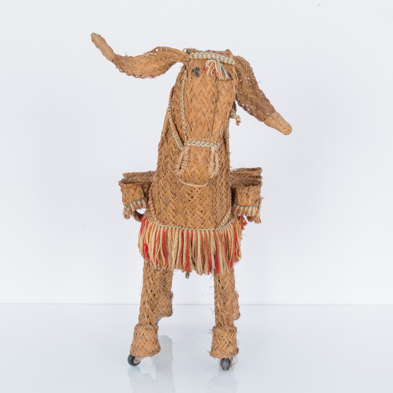 Moroccan Wicker Donkey on Wheels at 1stDibs