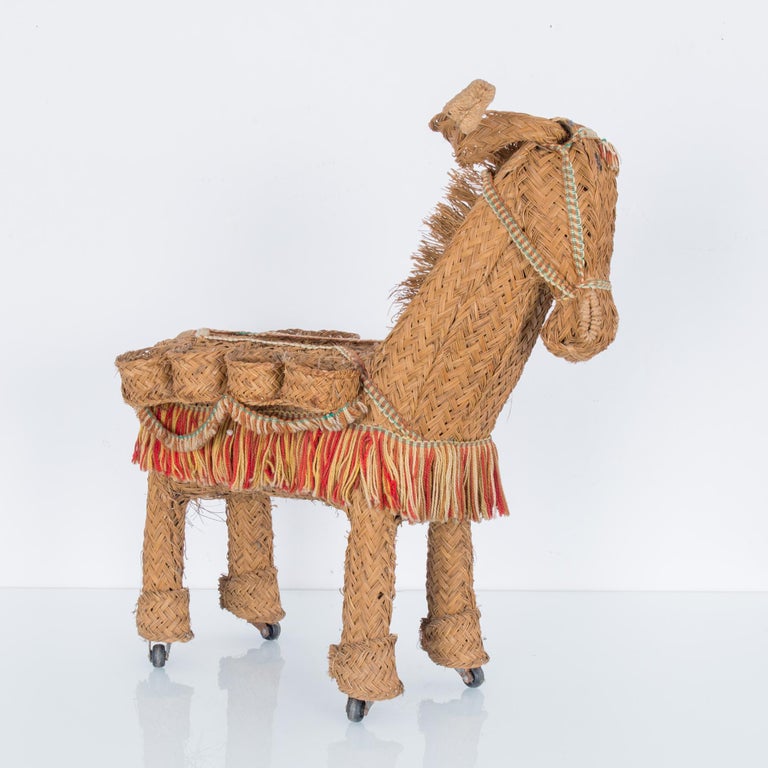Moroccan Wicker Donkey on Wheels at 1stDibs