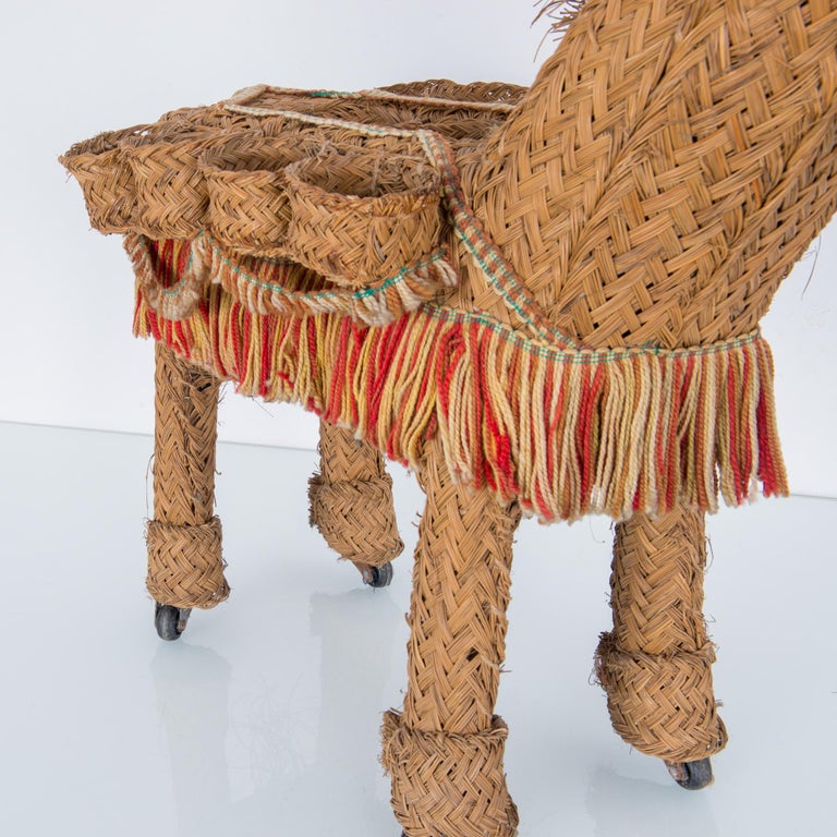 Moroccan Wicker Donkey on Wheels at 1stDibs