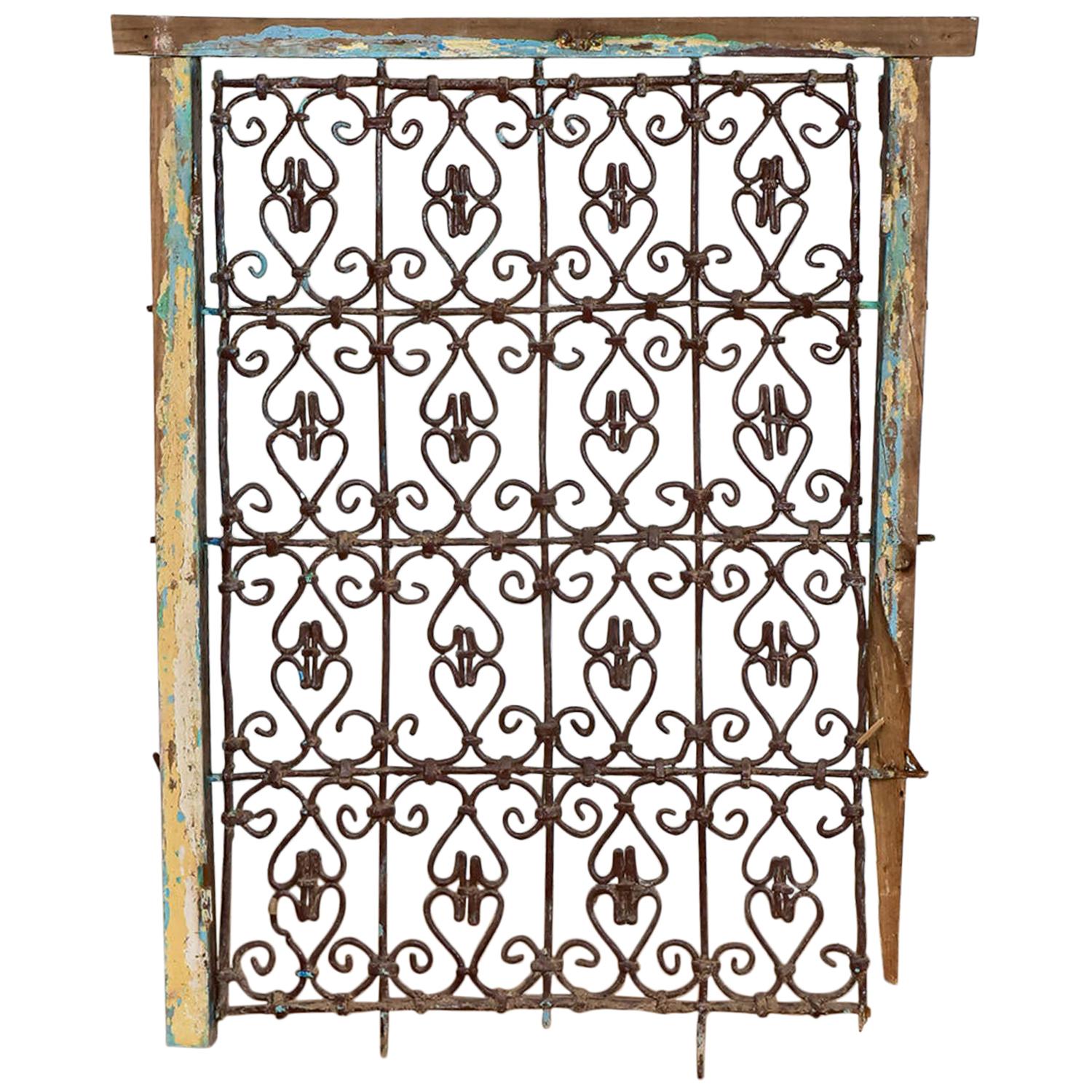 Moroccan Wrought Iron Window Grill, 20th Century For Sale at 1stDibs