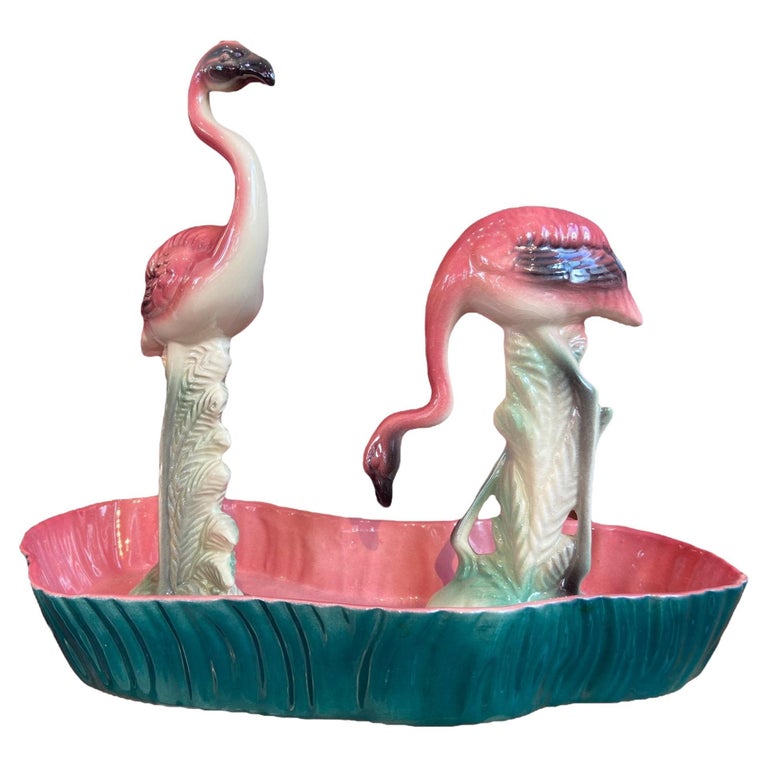 Morphew Abode 1950S Pink Art Deco Cermanic Flamingos In Pond Dish ...