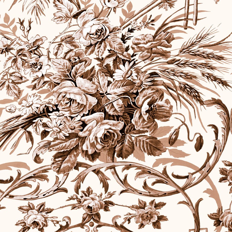 Morphew Abode Ivory and Sepia Baroque L'amour Wallpaper For Sale at 1stDibs