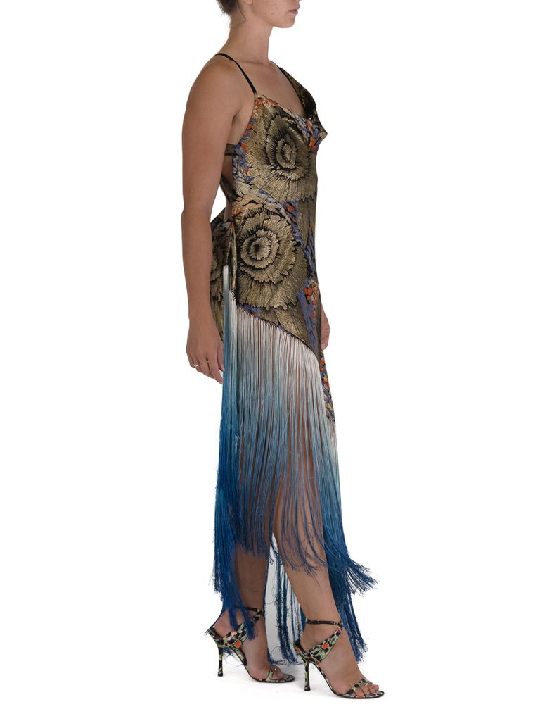 Morphew Atelier Black Bias Cut Silk Lame With Floral Embroidery And ...