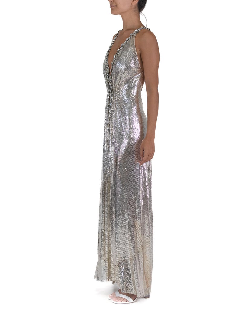 Morphew Atelier Silver Metal Chainlink Gown With Vintage Haute Couture ...