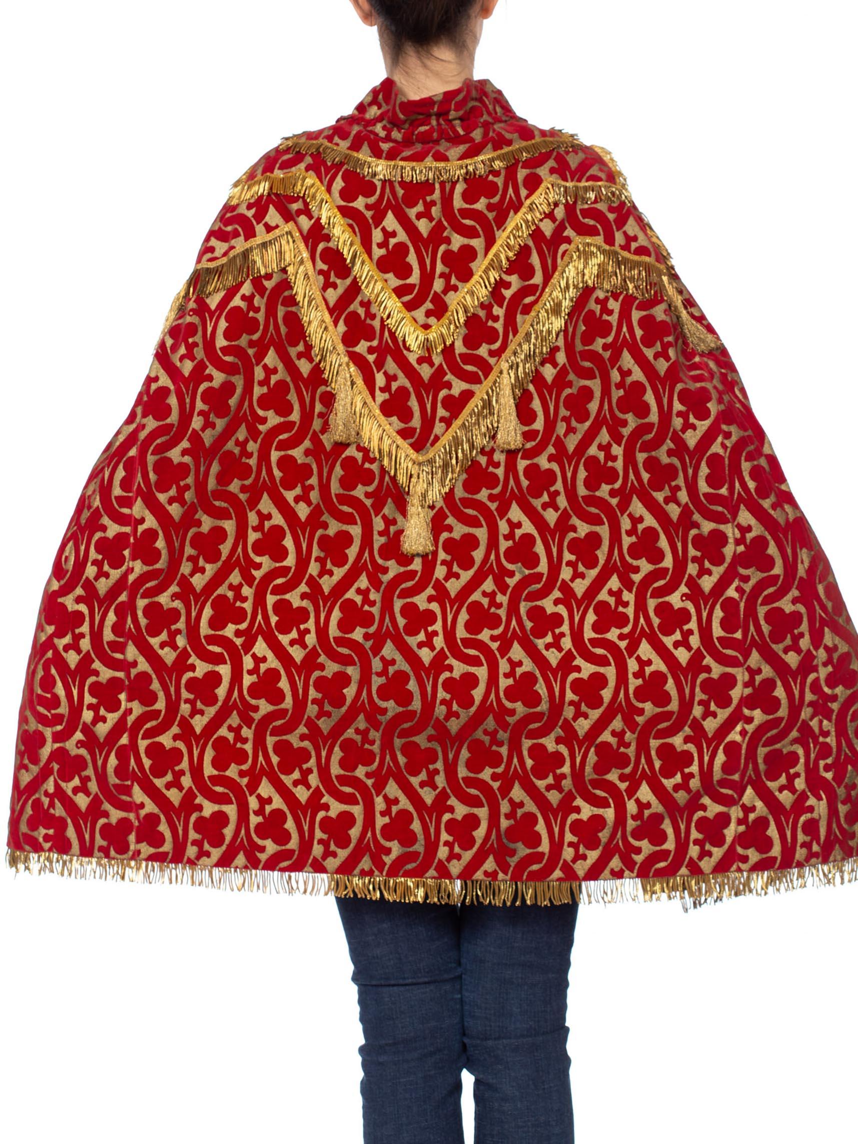 Morphew Collection 1920s Red Velvet Mediaeval Cape with Gold Bullion ...