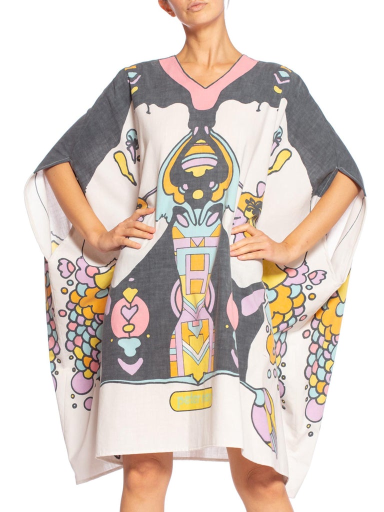 MORPHEW COLLECTION Style Psychedelic Cotton Peter Max Printed Kaftan ...