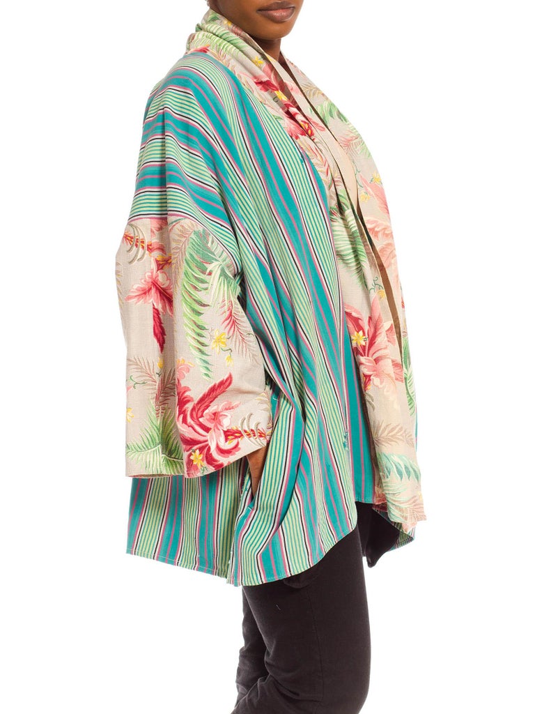 Morphew Collection Blue and Pink Cotton African Stripe 1940S Tropical ...