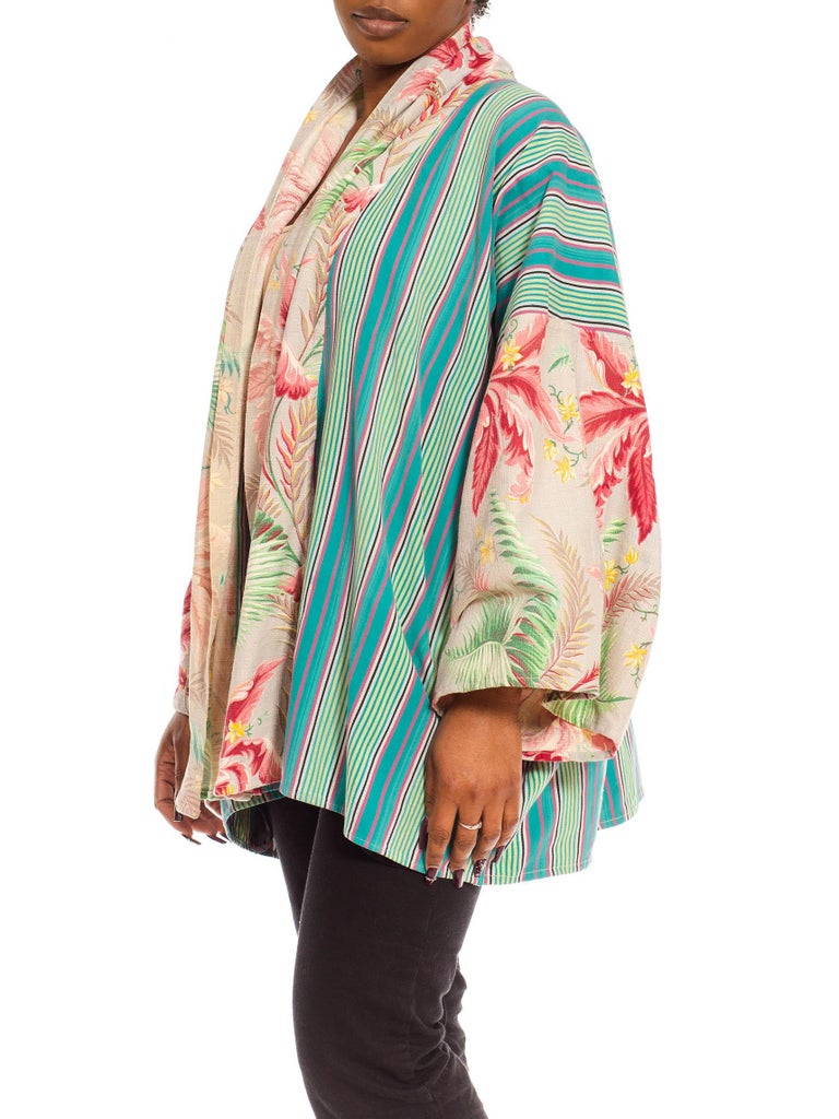 Morphew Collection Blue and Pink Cotton African Stripe 1940S Tropical ...