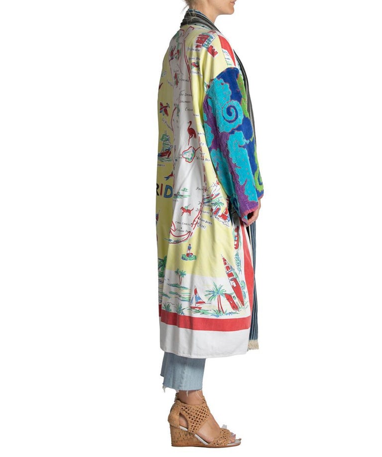 MORPHEW COLLECTION Cotton Vintage Florida Souvenir Jacket Length Duster ...