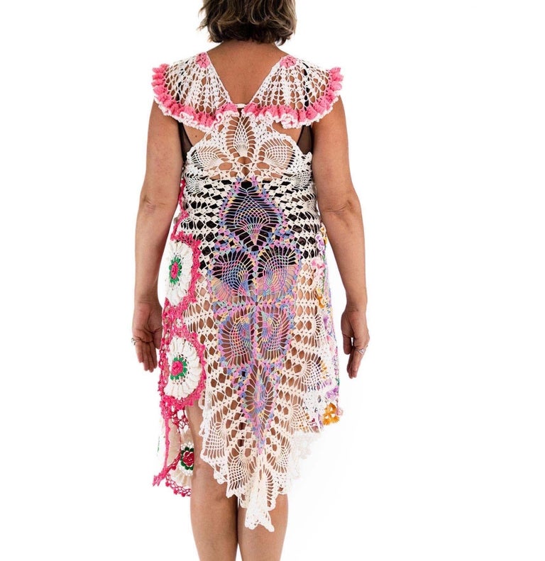 Morphew Collection Multicolor Cotton Crochet Long Vintage Doily Dress ...