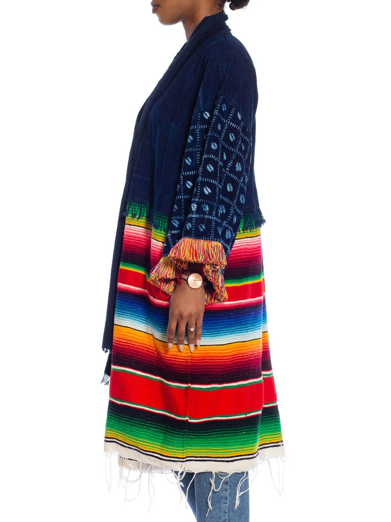 MORPHEW COLLECTION Navy Blue, Red, Pink and Green African Cotton Navajo ...