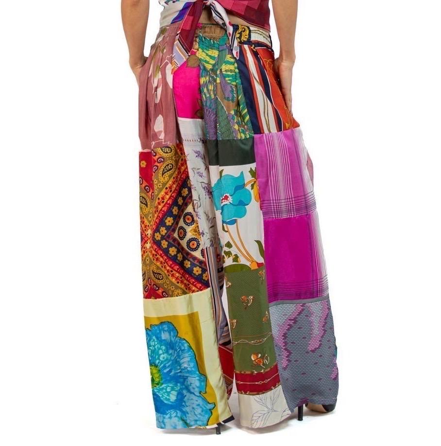 MORPHEW COLLECTION Pink and Purple Patchwork Silk Pants Made From ...