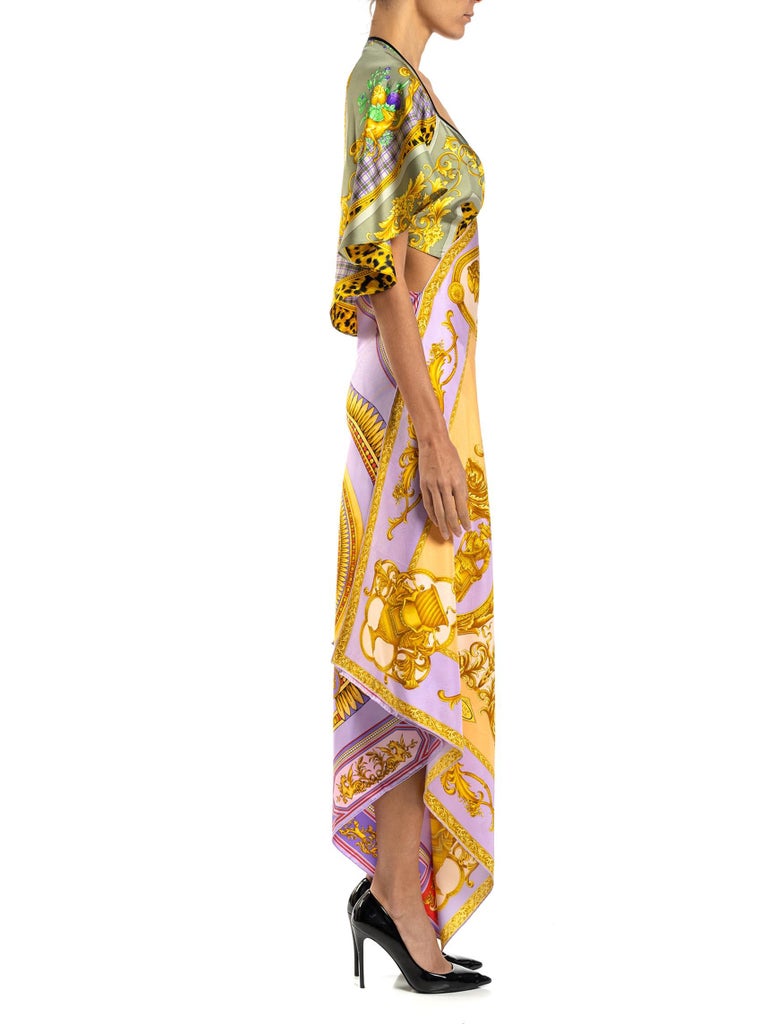 MORPHEW COLLECTION Purple and Pink Status Print Silk VERSACE 3-Scarf ...