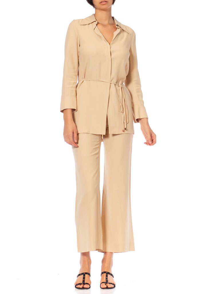 Morphew Vintage Gucci Beige Acetate and Rayon Crepe Back Satin Pant and ...