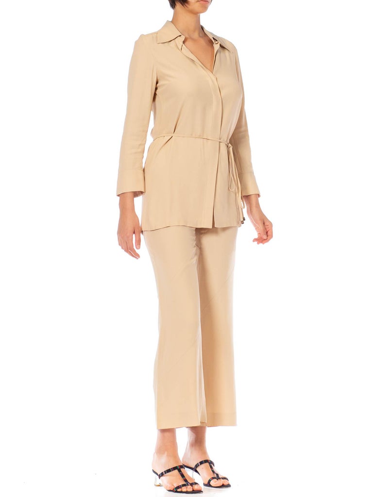 Morphew Vintage Gucci Beige Acetate and Rayon Crepe Back Satin Pant and ...
