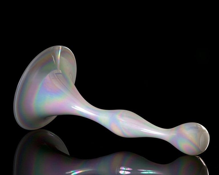Morphos Biomorphic Sculpture in White and Pearl Glass by Jeff Zimmerman ...