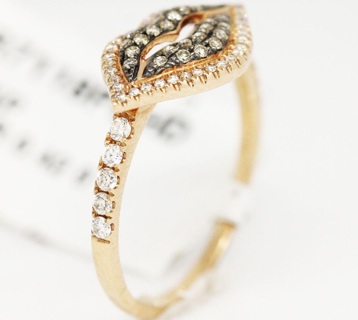 Morris and David 14 Karat Rose Gold 0.42 Carat Diamond Pave Lips Ring ...