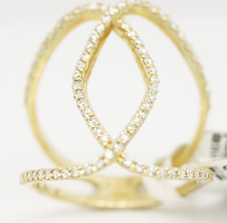 Morris and David 14 Karat Yellow Gold 0.75 Carat Diamond Open Overlap ...