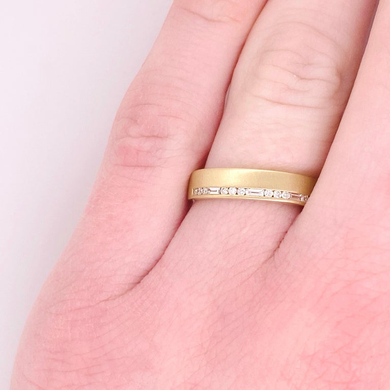 Morse Code Diamond Ring, Baguette and Round Diamonds Asymmetrical ...