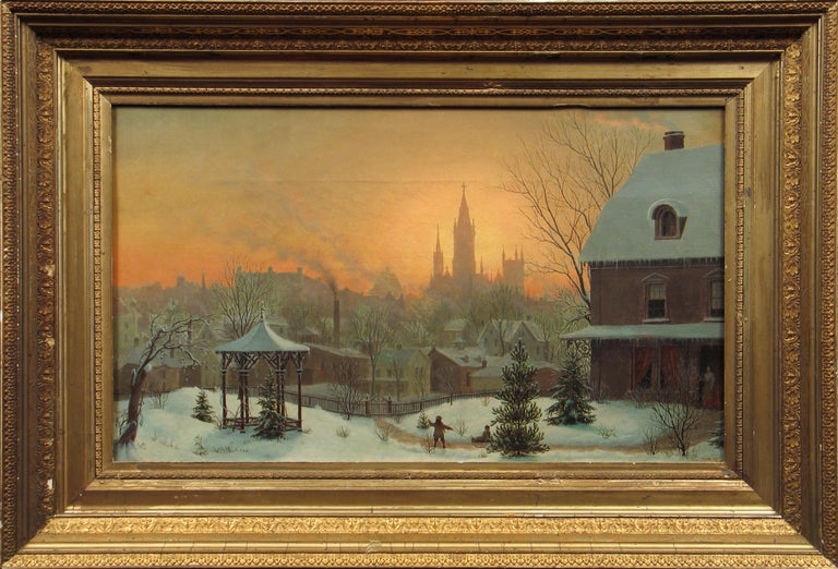 Mortimer Smith - Town Scene in Winter For Sale at 1stDibs